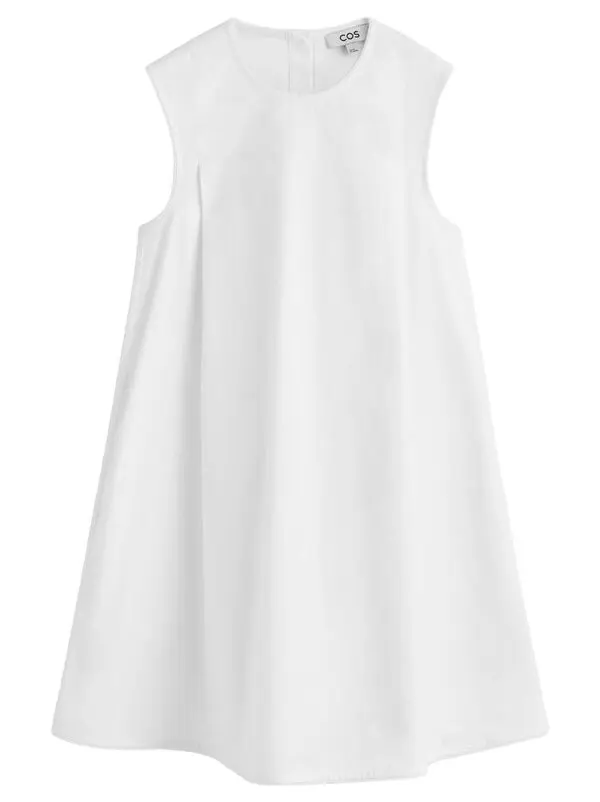 Cos Picot-trimmed Pleated Mini Dress - White