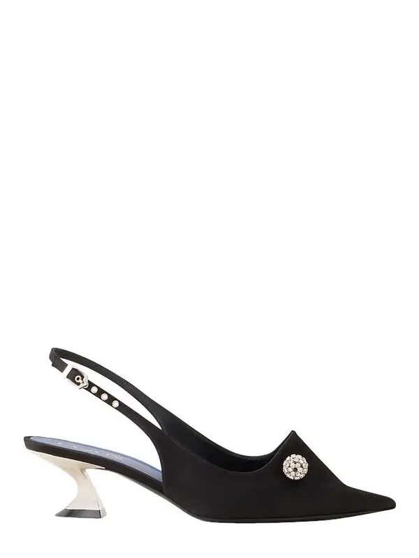 LANVIN Affinity Arch Slingback Pumps - Black/silver