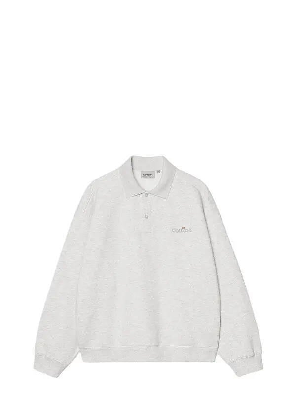 Carhartt Work In Progress Logo Polo Sweatshirt - Ash Heather