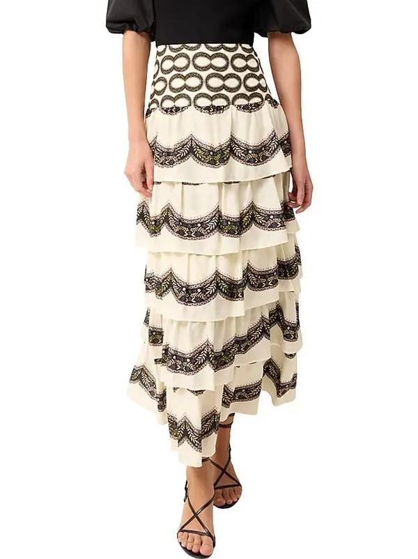 MARIE OLIVER Christie Tiered Skirt - Vine