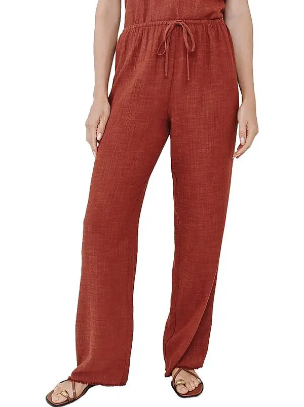 Bella Dahl Frayed Hem Beach Pants - Red Sand