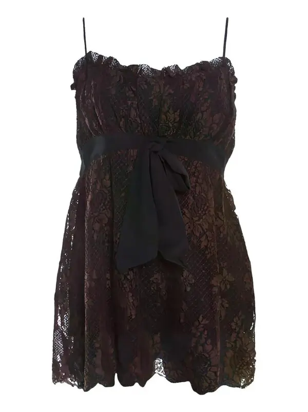 Escada Lace Top With Bow Detail - Brown
