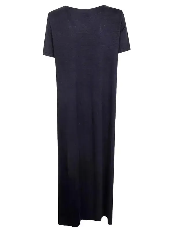 ANNE CLAIRE Linen Crew Neck Short Sleeve Maxi Dress - Black