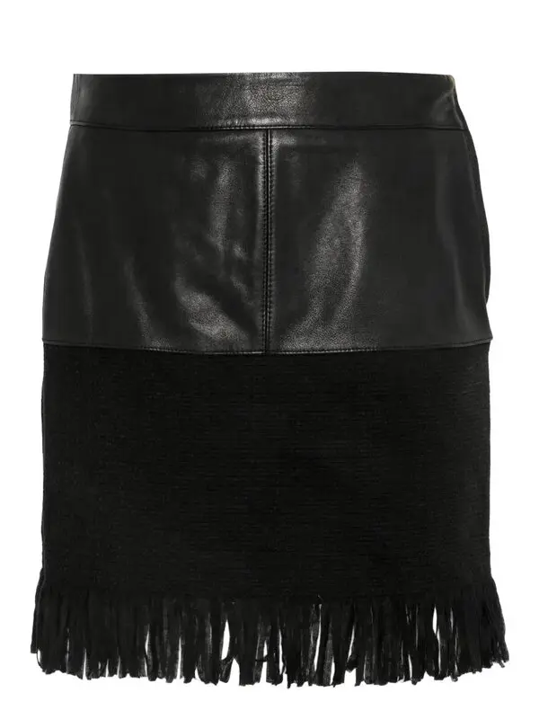 Pinko Paneled Fringe Hem Skirt - Black