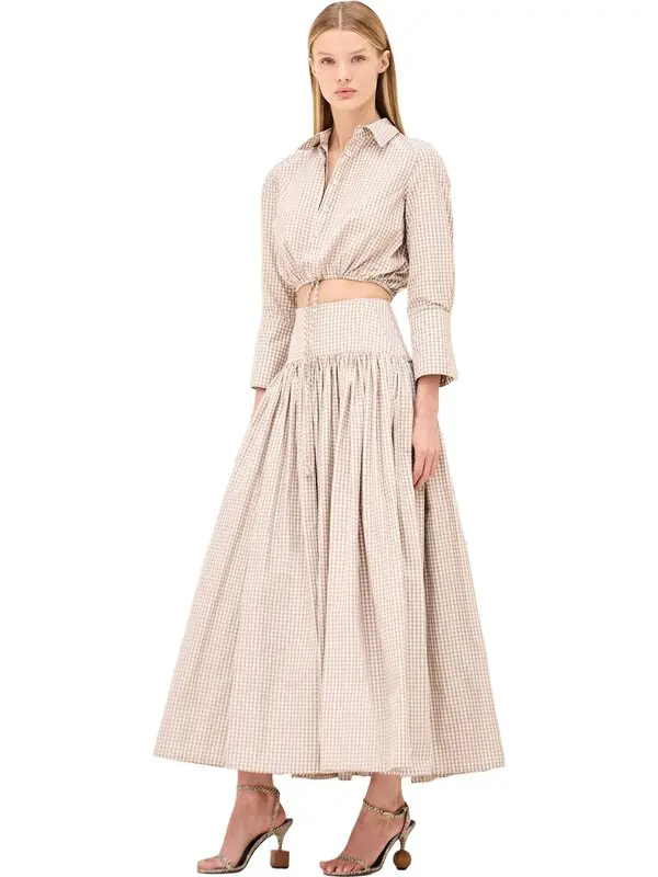 Alexis Havara Full Length Skirt - Tan / White