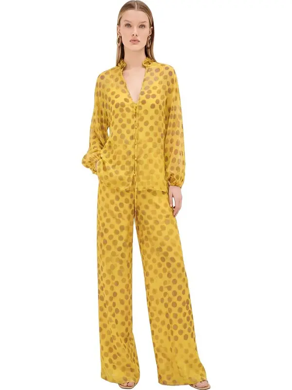 Alexis Verde Printed Wide-leg Pant - Topaz Dot