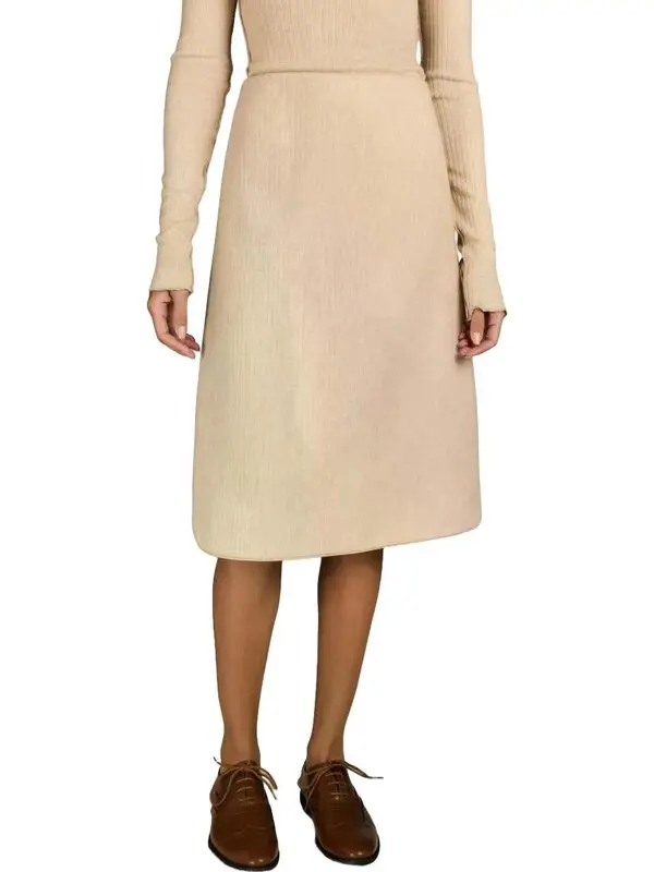MARK-OFF Ribbed-knit Midi Skirt - Brown