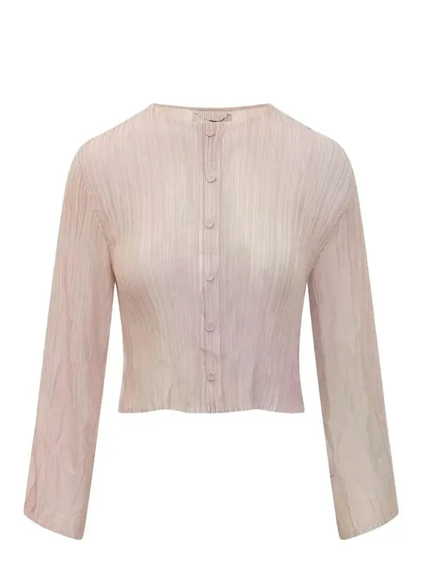 GONGDID DESIGN Plissé Cropped Cardigan - Pink