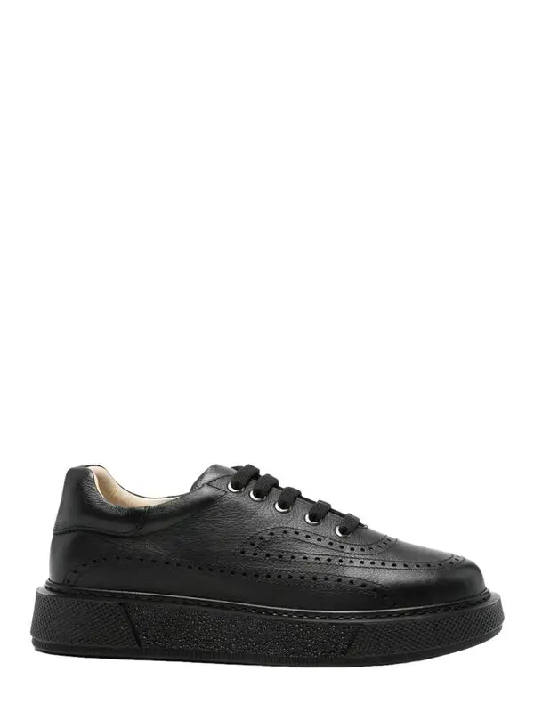 SERGIO MORETTI FIRENZE Brogue-detail Pebbled Sneakers - Black