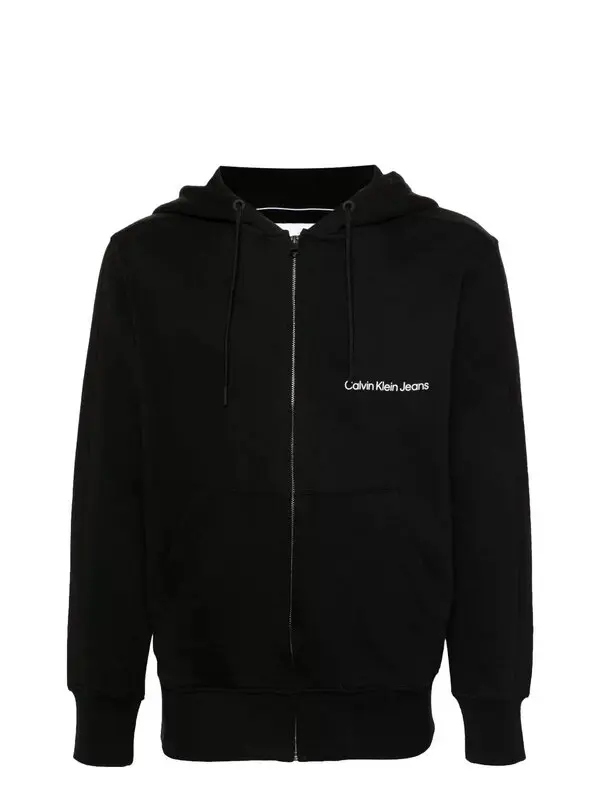 Calvin Klein Logo-print Zipped Hoodie - Black