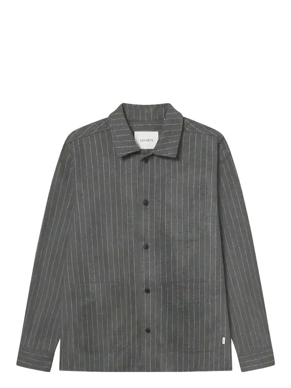 LES DEUX Layton Pinstriped Patch-pocket Shirt - Grey