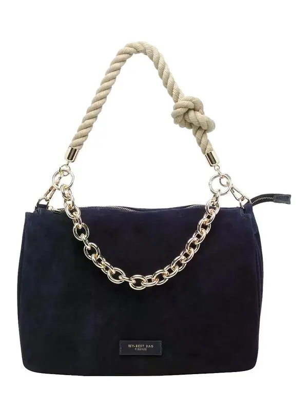 MY BEST BAG FIRENZE Zip Suede Shoulder Bag - Blue