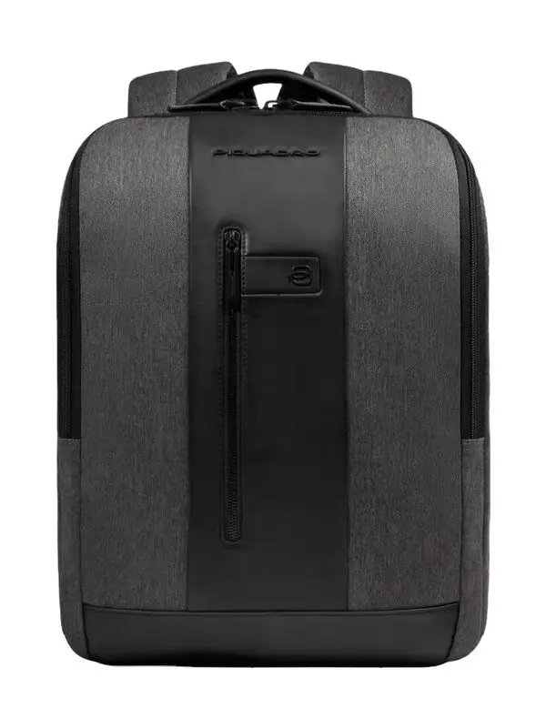 PIQUADRO 15.6-inch Leather-panelled Backpack - Grey