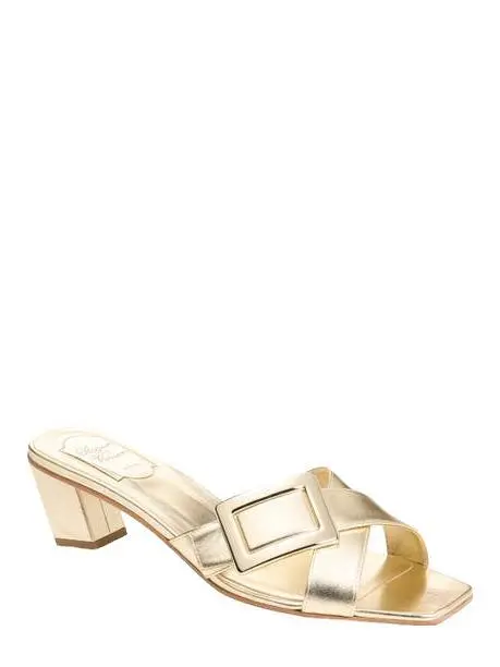 ROGER VIVIER Crossover Slide Sandal - Oro Chiaro