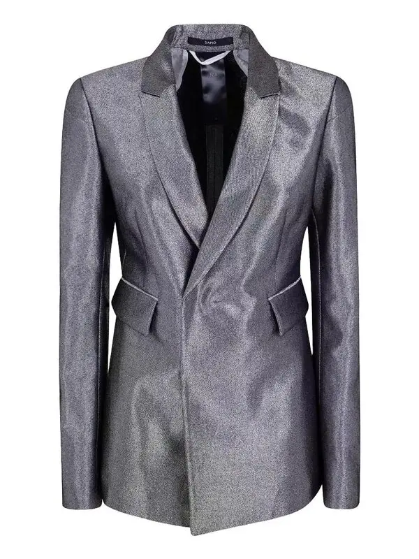 SAPIO Metallic Finish Denim Jacket - Silver