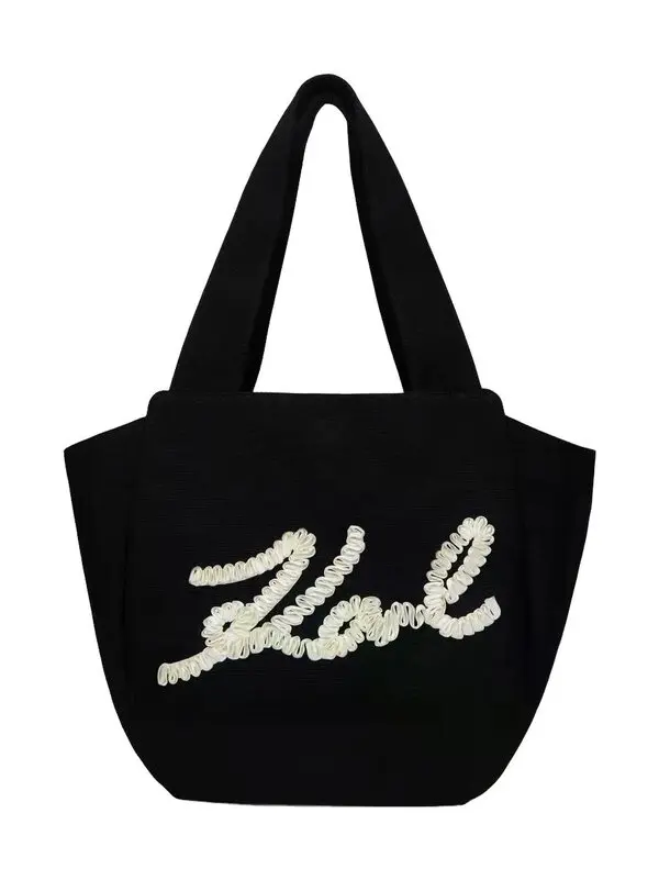Karl Lagerfeld Signature Ruffled-logo Tote Bag - Black