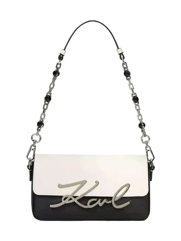 Karl Lagerfeld K/signature Bead Embellished Shoulder Bag - Black