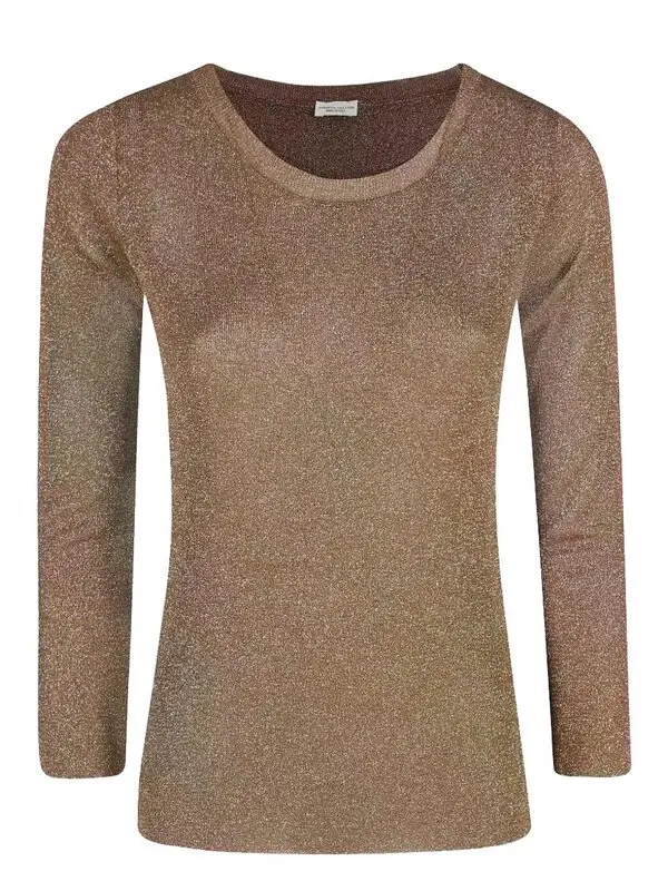 ROBERTO COLLINA Metallic Finish T-shirt - Brown