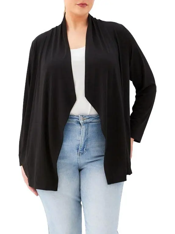 Karen Kane Open Front Travel Jersey Cardigan - Black