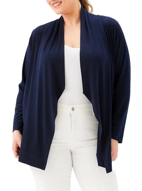 Karen Kane Open Front Travel Jersey Cardigan - Navy