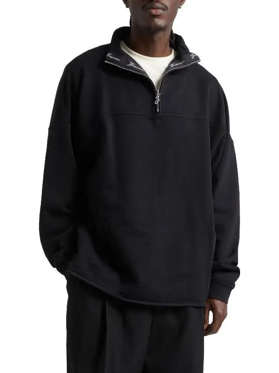 Jacquemus The Rond Carré Half Zip Sweatshirt - Black