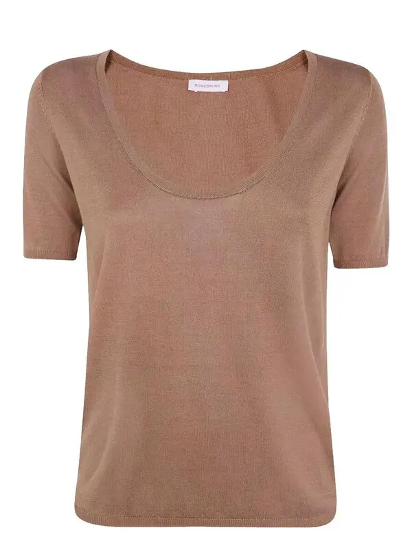 Rossopuro Scoop-neck Silk T-shirt - Neutrals