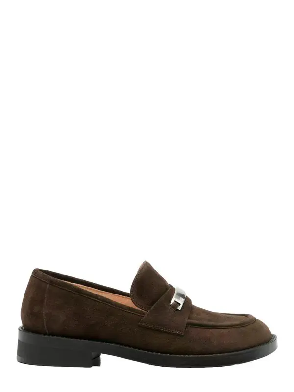 ADRIANNA FERETTI Woven Suede Loafers - Brown