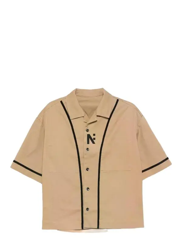 NINE:INTHE:MORNING Orazio Logo-embroidered Shirt - Neutrals