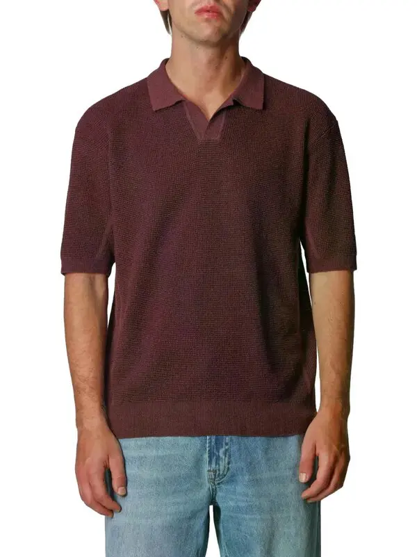 ROBERTO COLLINA Waffle-knit Polo Shirt - Red