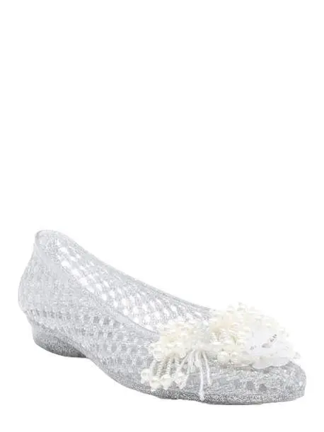 Jeffrey Campbell Whimzy Jelly Flat - Silver Glitter Pearl