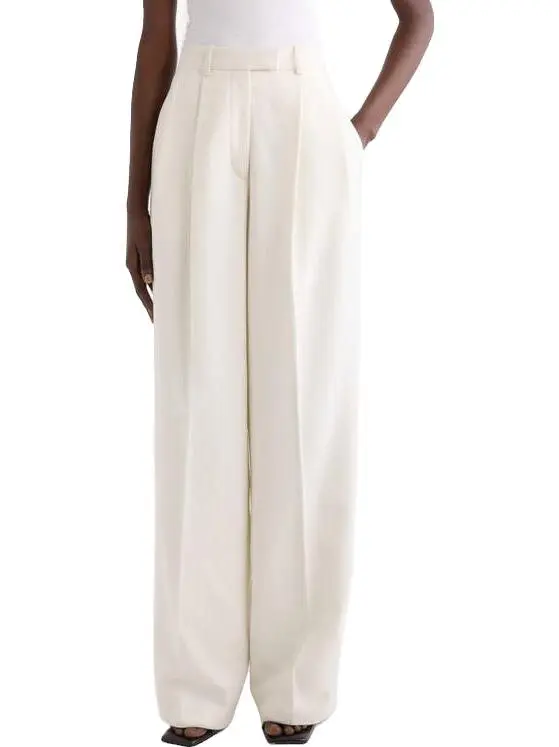 Givenchy Double Pleat Wool & Mohair Wide Leg Trousers - White