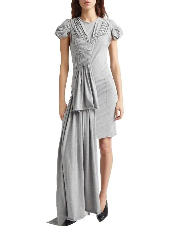 JULIE KEGELS Draped Cotton Jersey Dress - Grey