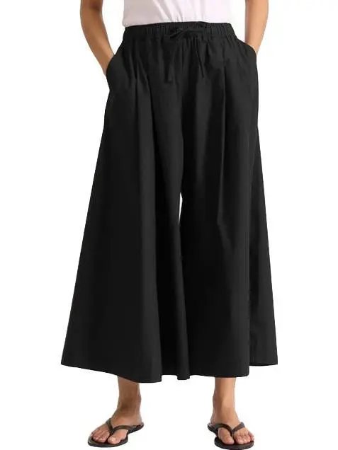 ALBARAY Cotton Wide Leg Culottes - Black