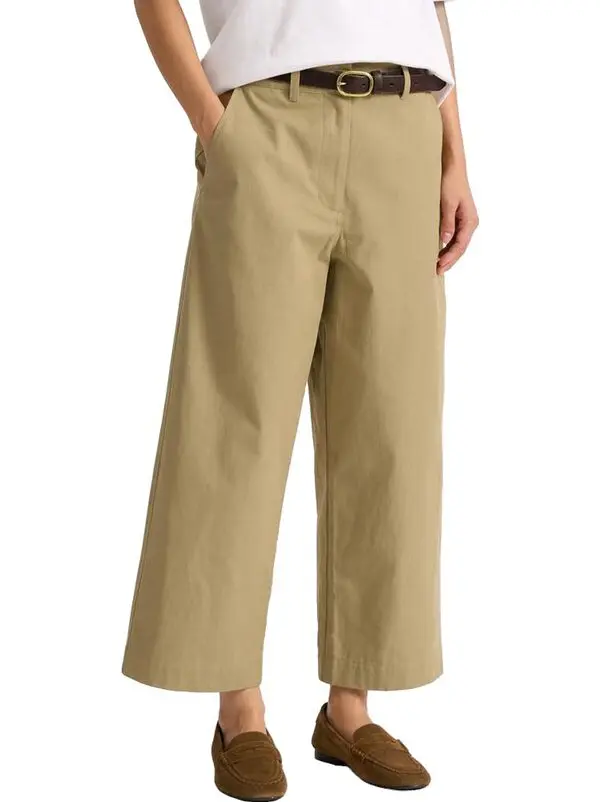 ALBARAY Cropped Barrel Trousers - Stone