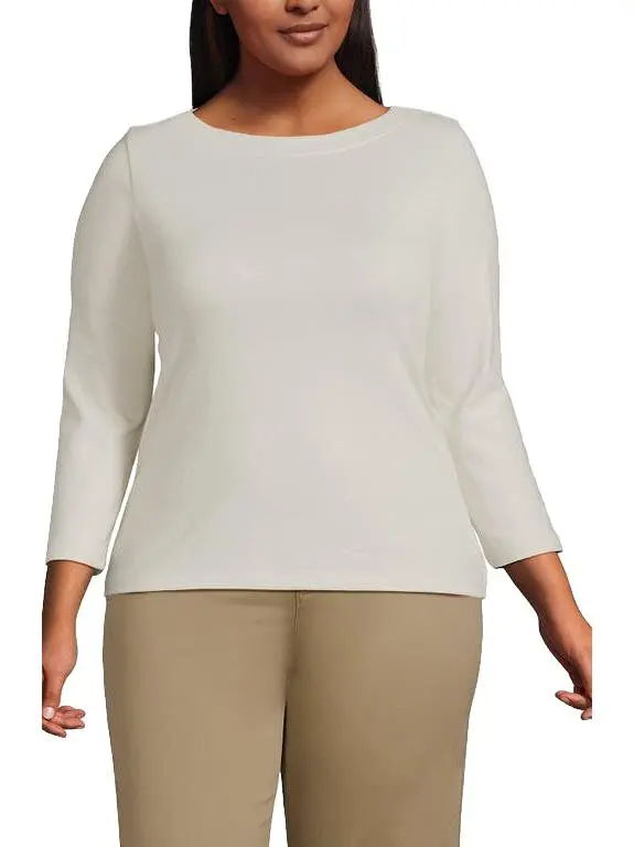LANDS' END Mariner Jersey Boatneck Top - Oyster