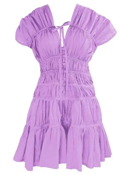 BRUNNA.CO The Srikandi Ruffle Mini Dress - Purple
