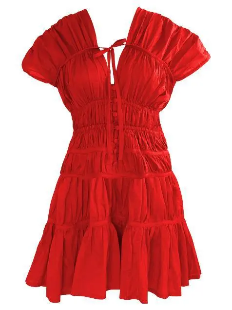 BRUNNA.CO The Srikandi Ruffle Mini Dress - Red