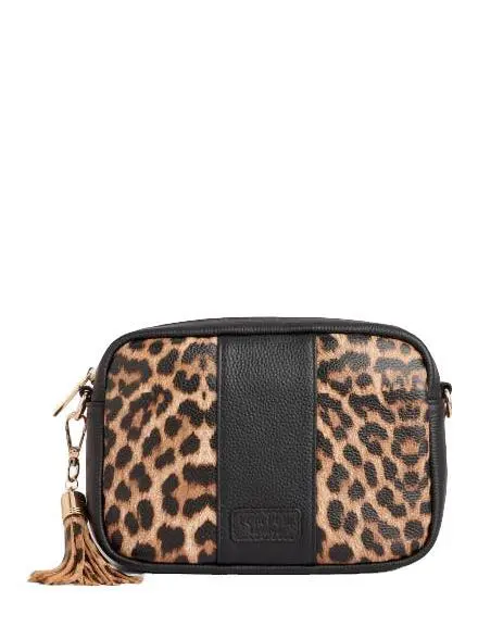 POM POM LONDON City Crossbody Bag - Black Leopard