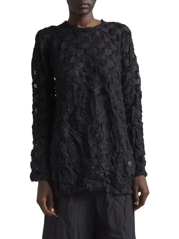 Comme Des Garçons Raschel Knit Crushed Ruffle Top - Black