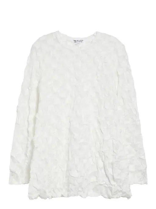 Comme Des Garçons Raschel Knit Crushed Ruffle Top - White