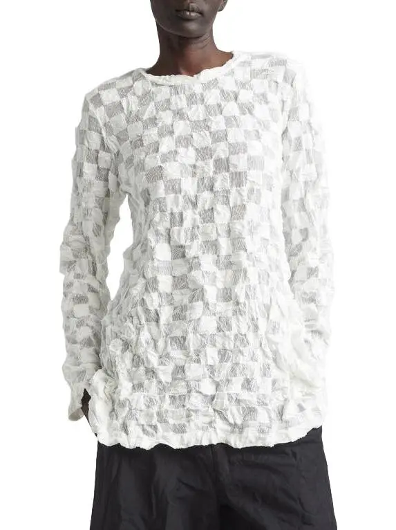 Comme Des Garçons Raschel Knit Crushed Ruffle Top - White