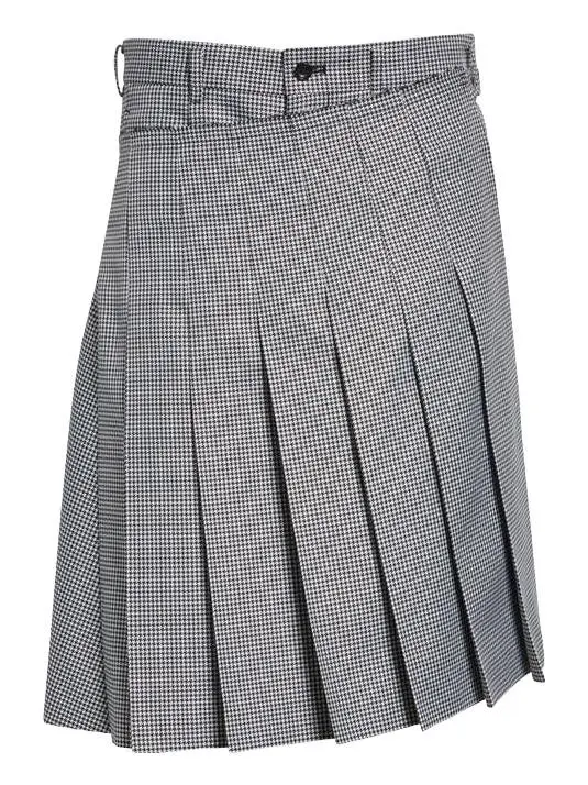 Comme Des Garçons Pleated Houndstooth Check Asymmetric Skort - Black/white
