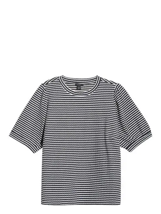 Halogen Stripe Puff Sleeve T-shirt - Baritone Blue