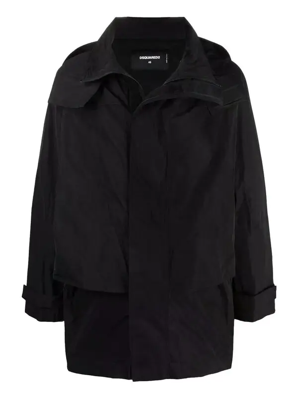 Dsquared2 Logo-print Hooded Mid-length Coat - Black