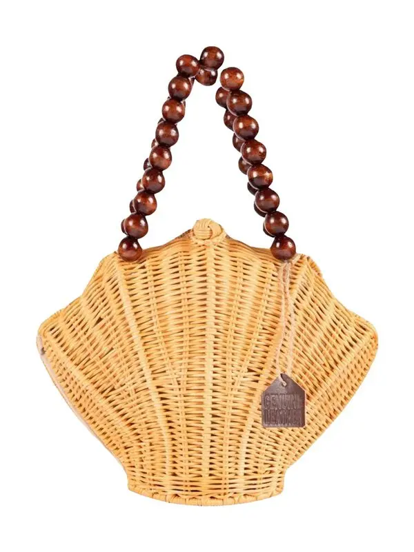 JELAVU Shellie Shell Basket Bag - Brown Natural
