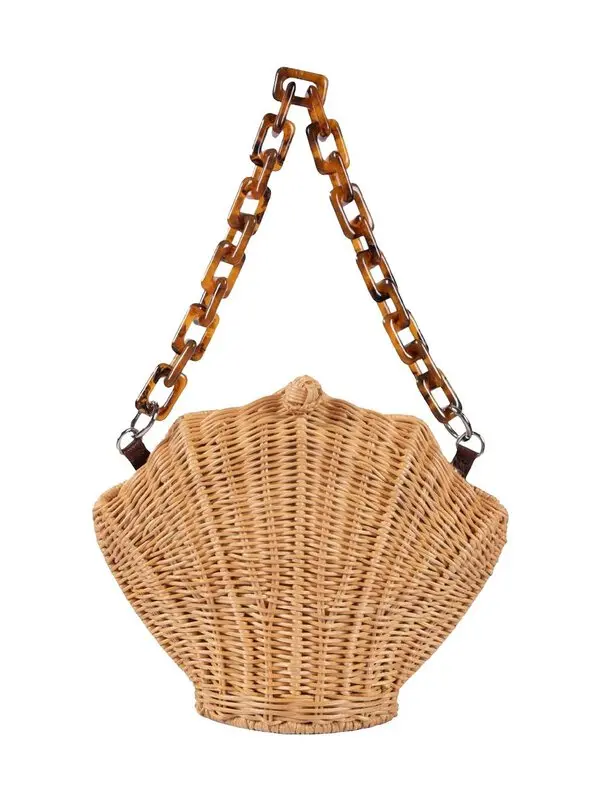JELAVU Shellie Shell Basket Bag - Light Brown Natural