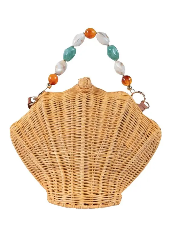 JELAVU Shellie Shell Basket Bag - Turquoise Multi Natural