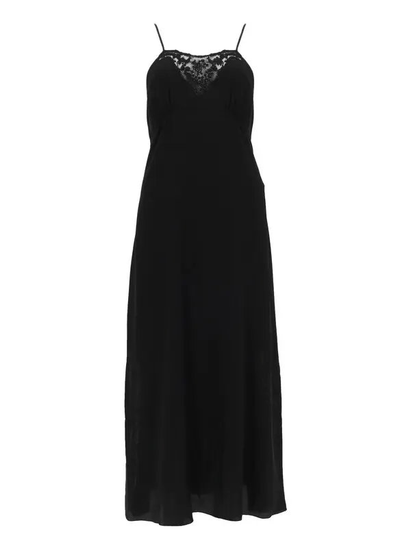Chloé Long Dress With Lace Detailing - Black