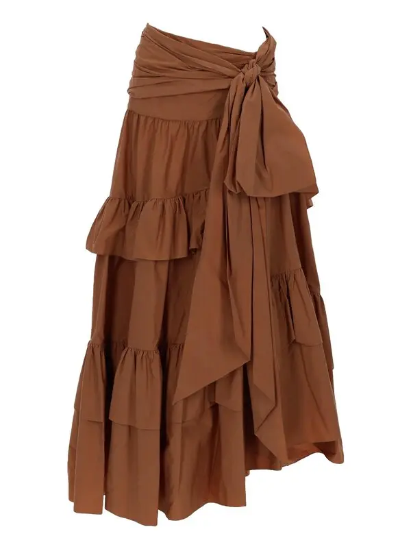 Chloé Tiered Maxi Skirt With Tie Detail - Brown