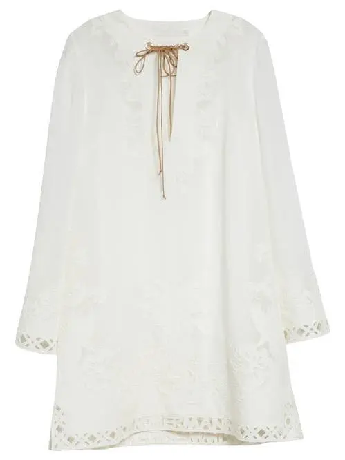 Zimmermann Indra Embroidered Tunic Dress - Ivory